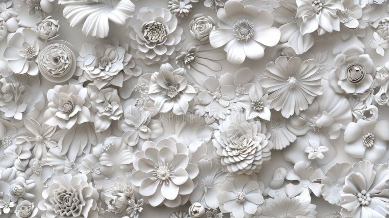 Patterns on the Ceiling Gypsum Sheets of White Flowers, Plaster ...