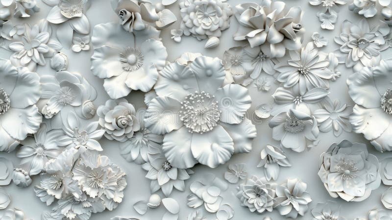 Patterns on the Ceiling Gypsum Sheets of White Flowers, Plaster ...