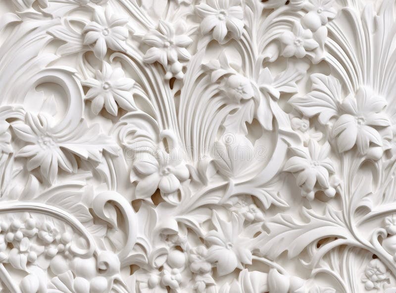 Patterns on the Ceiling Gypsum Sheets of White Flowers, Plaster ...