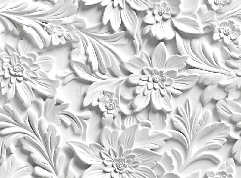 Patterns on the Ceiling Gypsum Sheets of White Flowers, Plaster ...