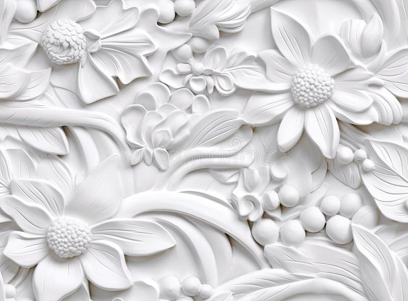 Patterns on the Ceiling Gypsum Sheets of White Flowers, Plaster ...