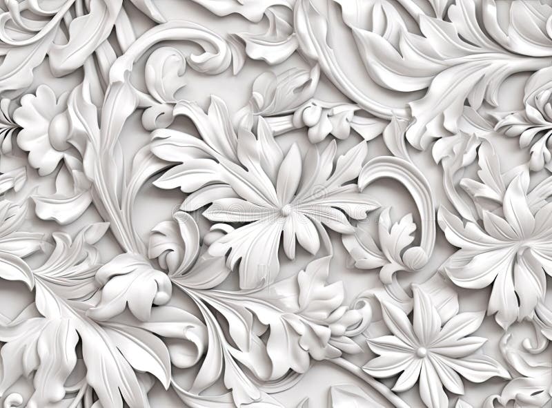 Patterns on the Ceiling Gypsum Sheets of White Flowers, Plaster ...