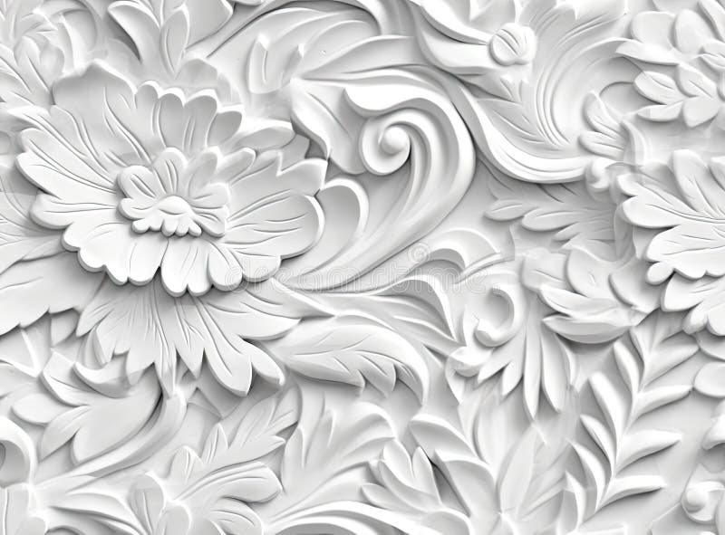 Patterns on the Ceiling Gypsum Sheets of White Flowers, Plaster ...