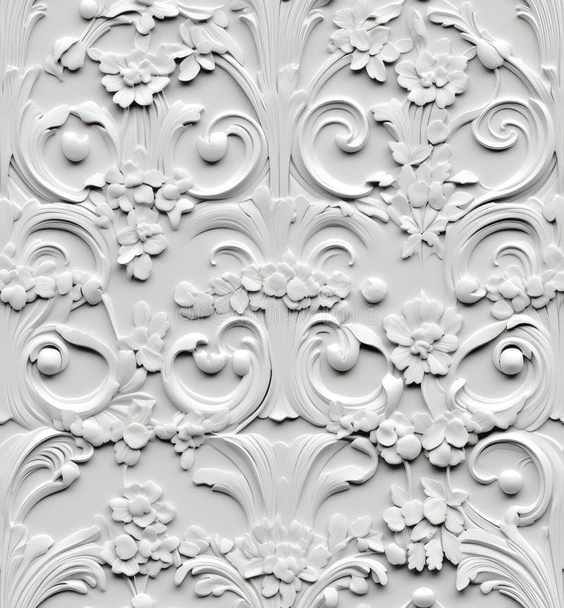 Patterns on the Ceiling Gypsum Sheets of White Flowers, Plaster ...
