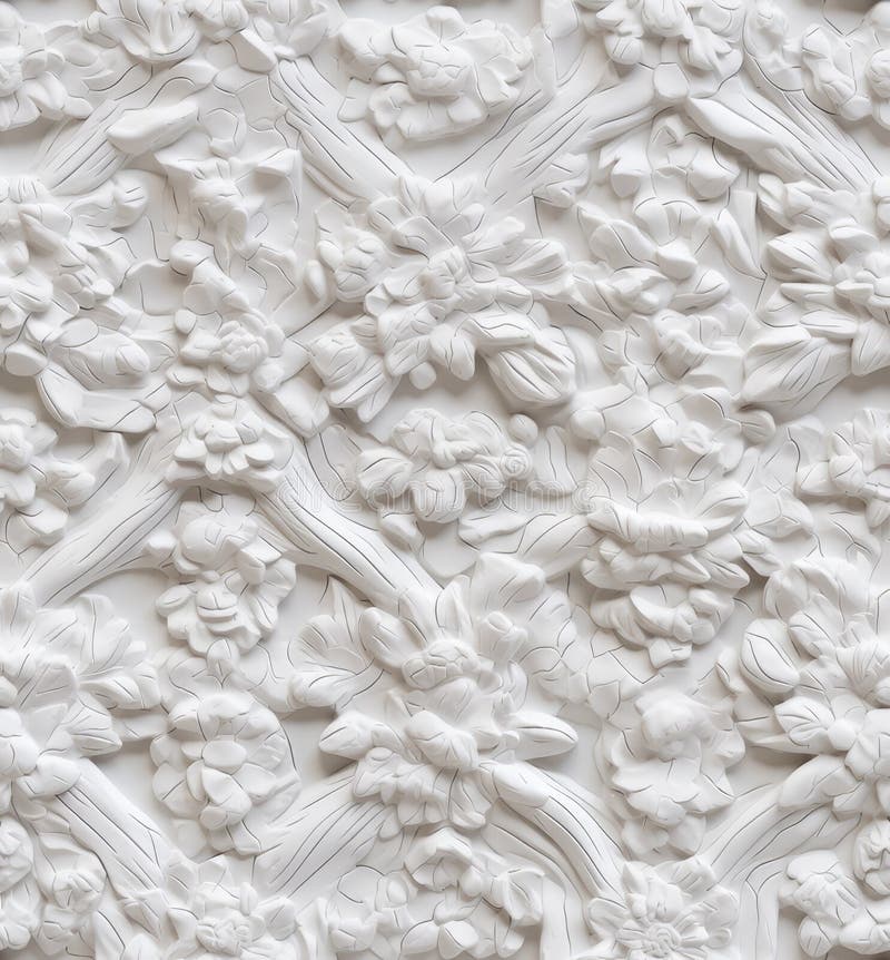 Patterns on the Ceiling Gypsum Sheets of White Flowers, Plaster ...