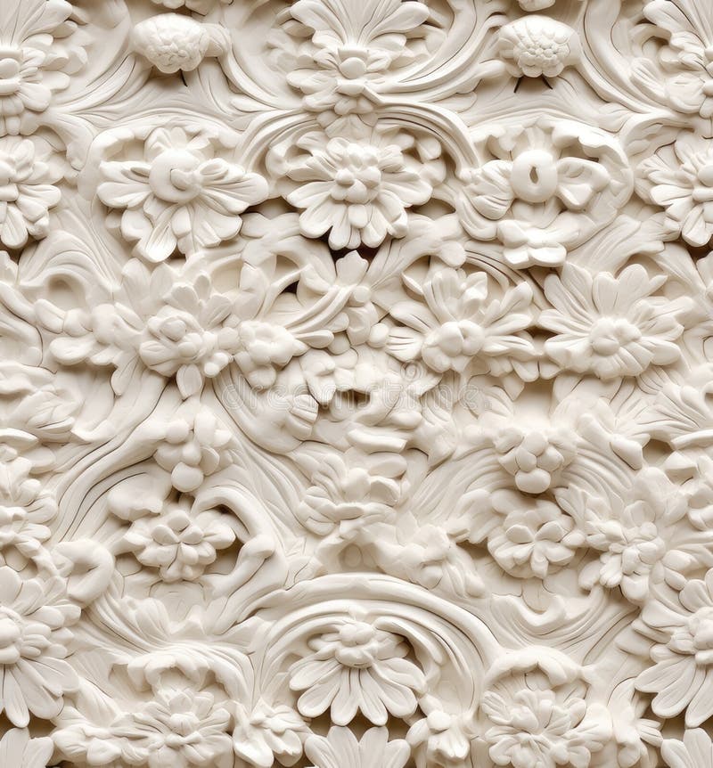 Patterns on the Ceiling Gypsum Sheets of White Flowers, Plaster ...