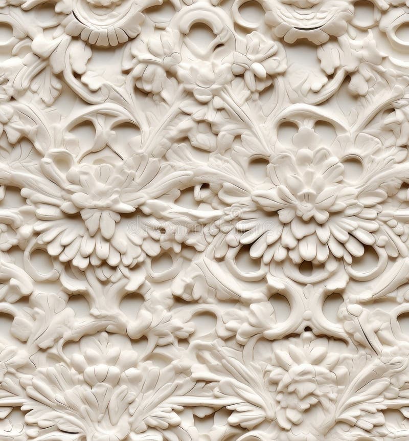 Patterns on the Ceiling Gypsum Sheets of White Flowers, Plaster ...