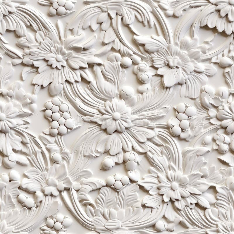 Patterns on the Ceiling Gypsum Sheets of White Flowers, Plaster ...