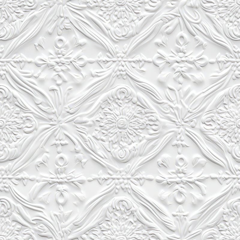 Patterns on the Ceiling Gypsum Sheets of White Flowers, Plaster ...