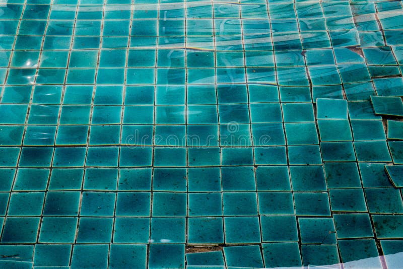 Patterns of Ceramic Tiles.in Old the Pool. Stock Image - Image of ...