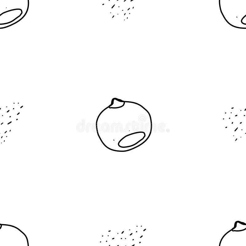 Chestnut. Doodle Pencil Drawn Fruits in Black and White. Hand Drawn ...