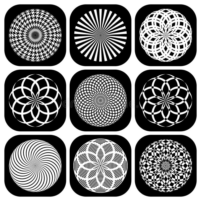 Patterns in Circle Shape. Design Elements Set. Stock Vector ...