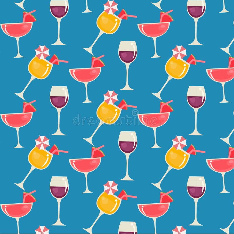 Patterns Colorful Design with Juice and Glasses. Stock Vector ...