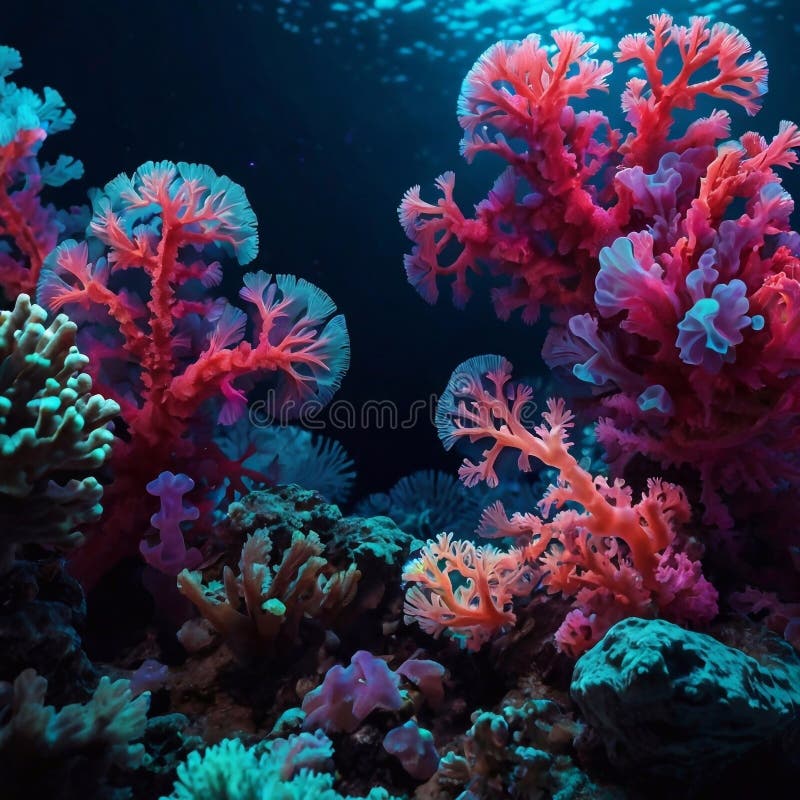 Patterns on Coral Surfaces with Glowing Neon Underwater Textures ...
