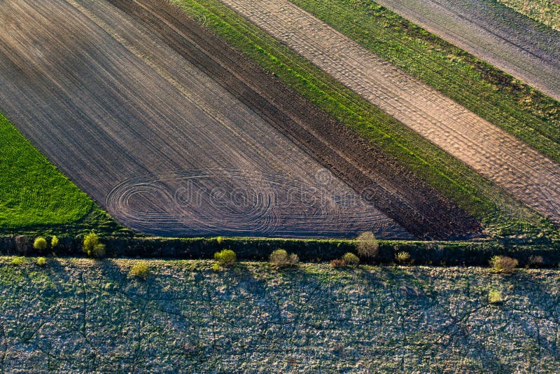 Patterns in the Farmland Fields at Spring Stock Photo - Image of sunlit ...