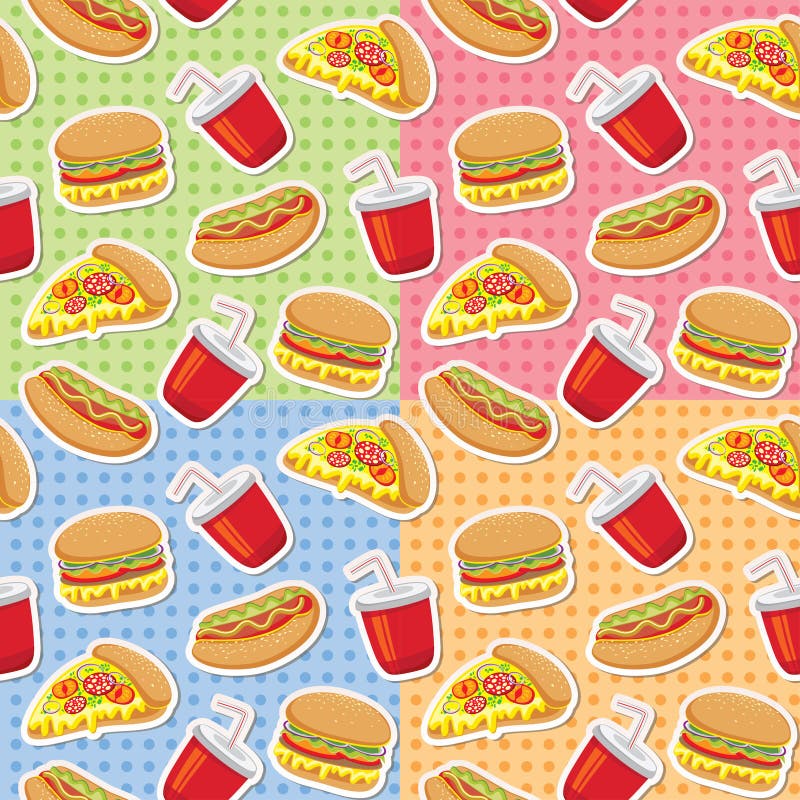 Seamless cute food pattern stock vector. Illustration of cartoon - 16436670