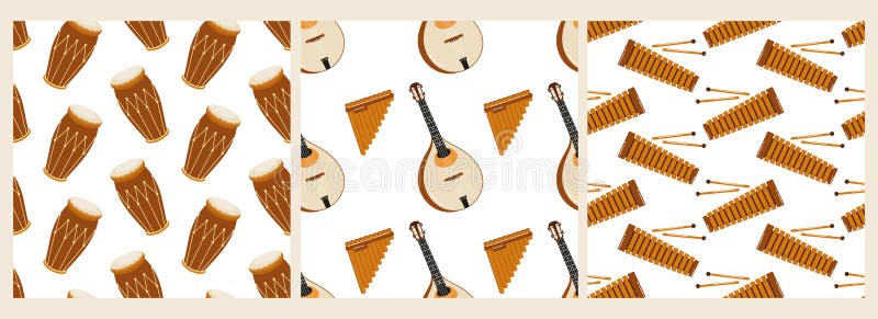 Patterns Featuring Various Musical Instruments Ideal for Design and ...