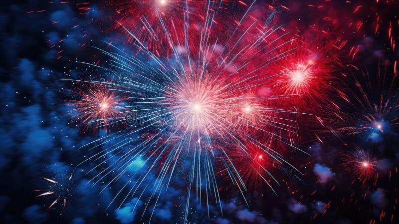 Patterns Fireworks Red White and Blue Stock Illustration - Illustration ...