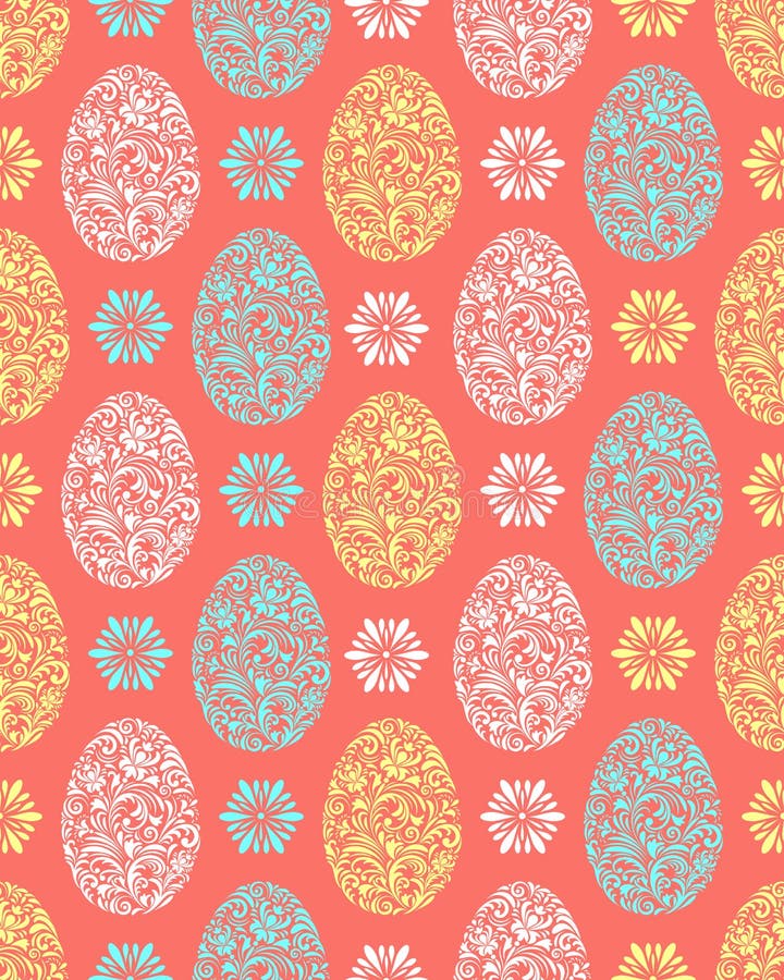 Patterns with Florals Easter Eggs Stock Vector - Illustration of ...