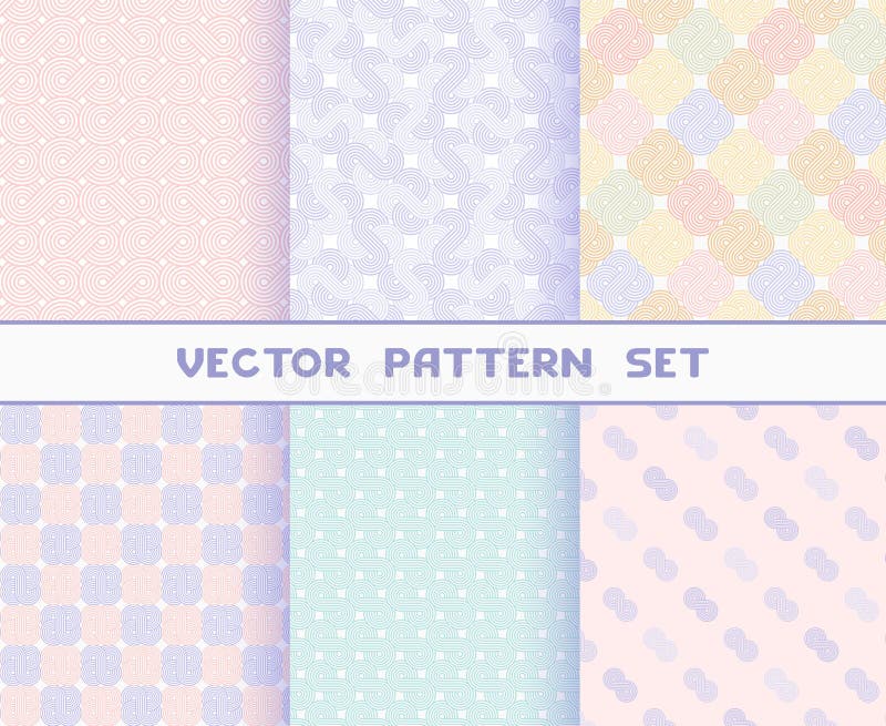 Patterns with Geometric Swirls in Gentle Pastel Colors Stock ...