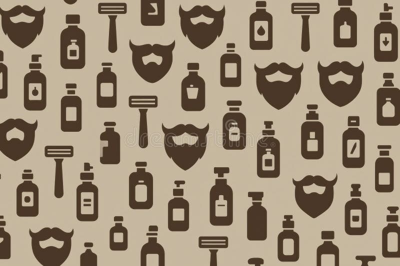 Patterns of Grooming Essentials Featuring Bottles and Mustache ...