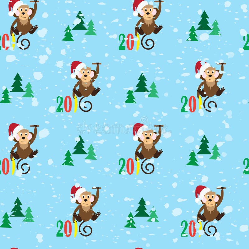 Patterns Happy Monkey 2016 and the Tree. Stock Vector - Illustration of ...