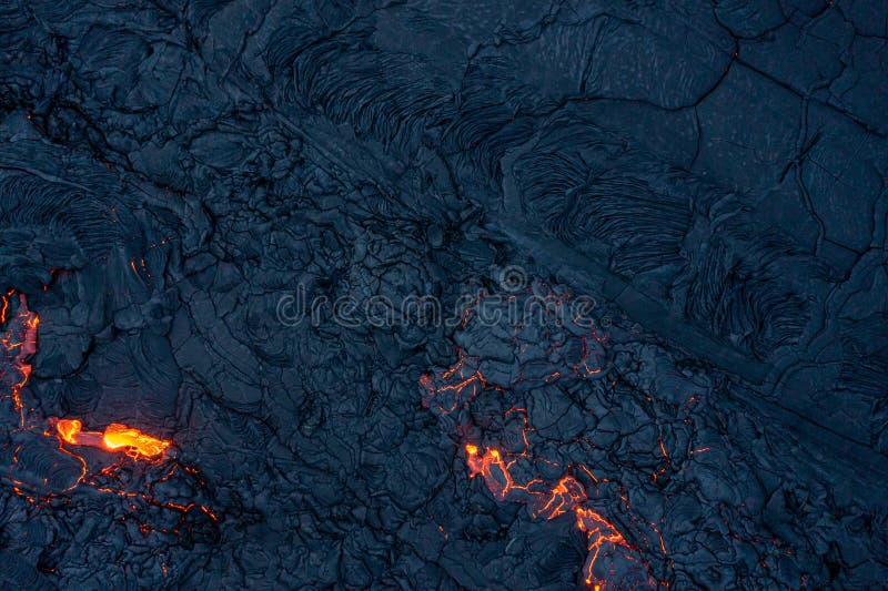 Patterns of Lava from an Active Volcano Eruption. Mount Fagradalsfjall ...