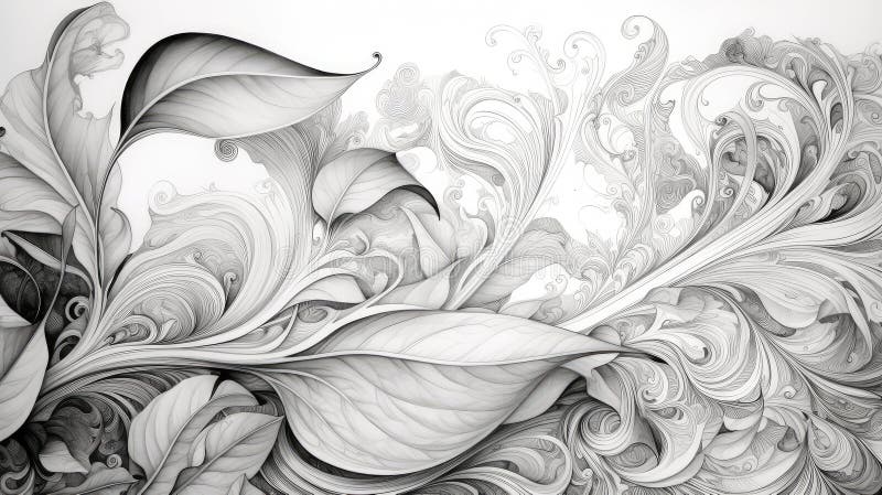 Patterns leaf drawing stock illustration. Illustration of movement ...