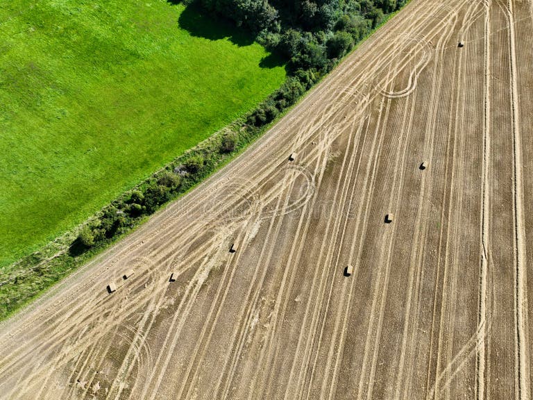 Aerial View Looking Down on the Patterns of Fields and Hedges Stock ...
