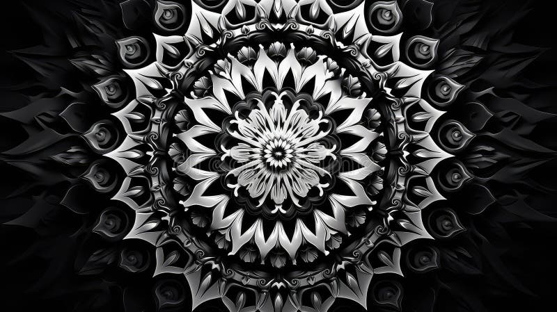 Patterns Mandala Black and White Stock Illustration - Illustration of ...