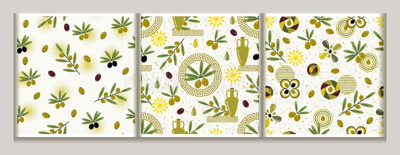 Patterns with Olives in Simple Flat Style Stock Vector - Illustration ...