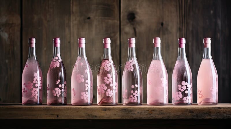 Patterns pink wine bottles stock illustration. Illustration of ...