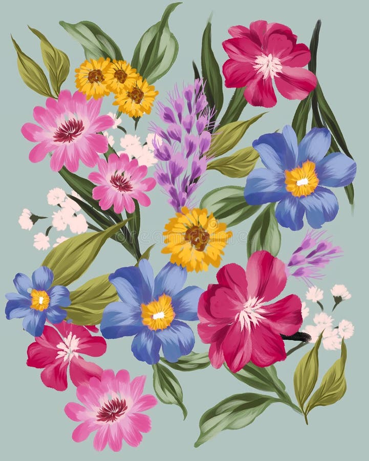 Patterns of Plants and Flowers with Colorful and Beautiful Stock ...