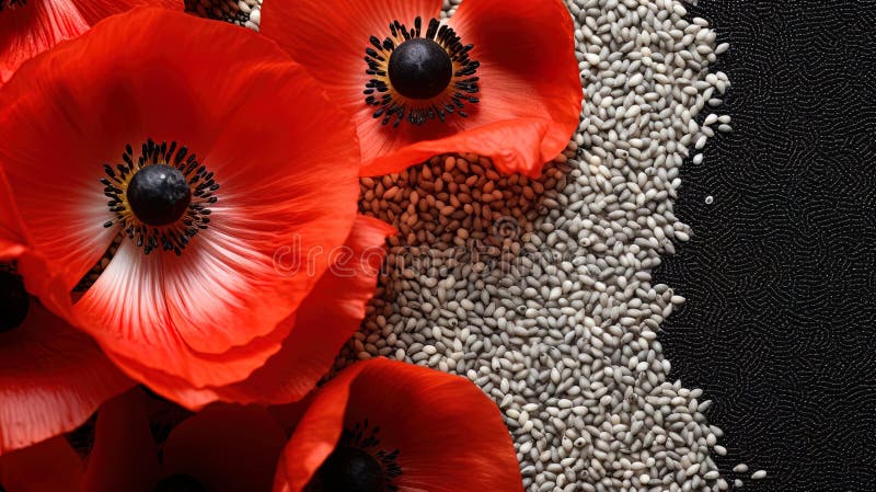 Patterns with Poppy Seeds, Photorealistic Scenes Stock Illustration ...