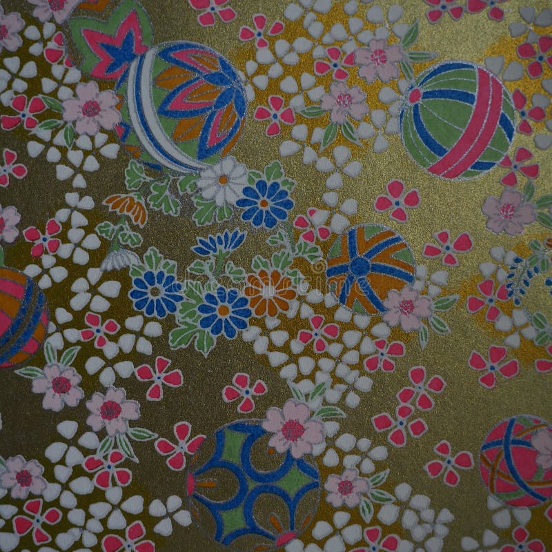 Traditional Japanese Patterns with Floral Botanical Theme Editorial ...