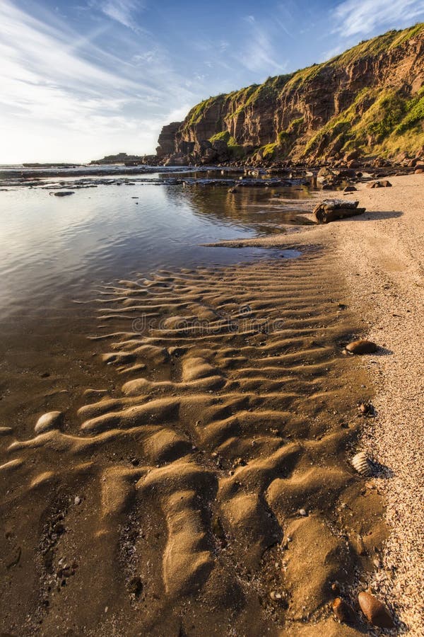 Patterns in Sand at the Beach with Clouds in Sky in Australia Stock ...