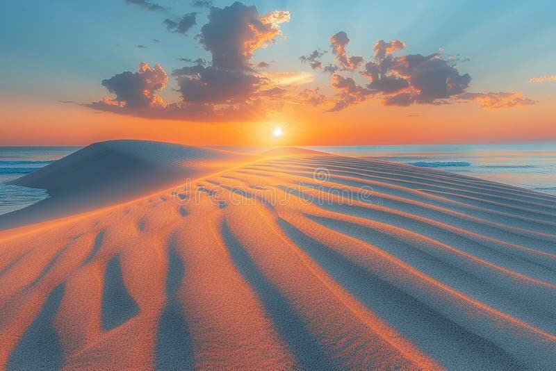Patterns in the Sand Dunes Under a Setting Sun Stock Photo - Image of ...