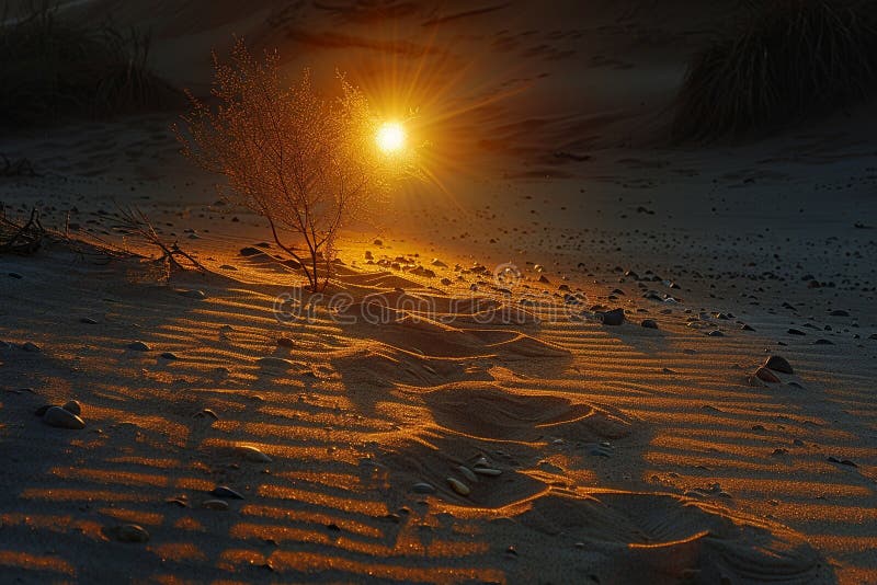 Patterns in the Sand Dunes Under a Setting Sun Stock Photo - Image of ...