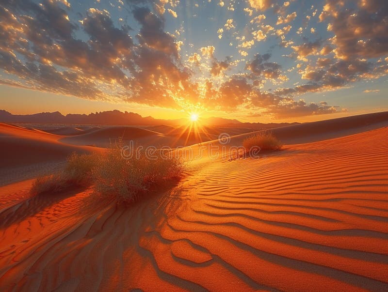 Patterns in the Sand Dunes Under a Setting Sun Stock Image - Image of ...
