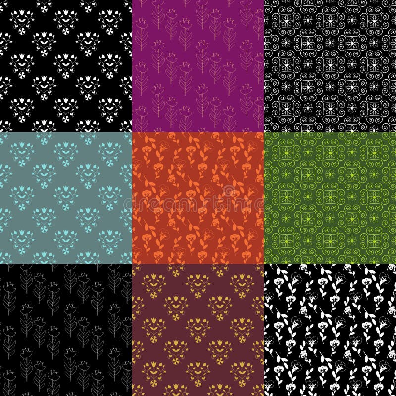 Patterns set stock vector. Illustration of foliage, graphic - 27684956