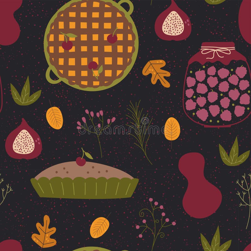 Delicious Autumn Pattern with Pies. Stock Vector - Illustration of cake ...