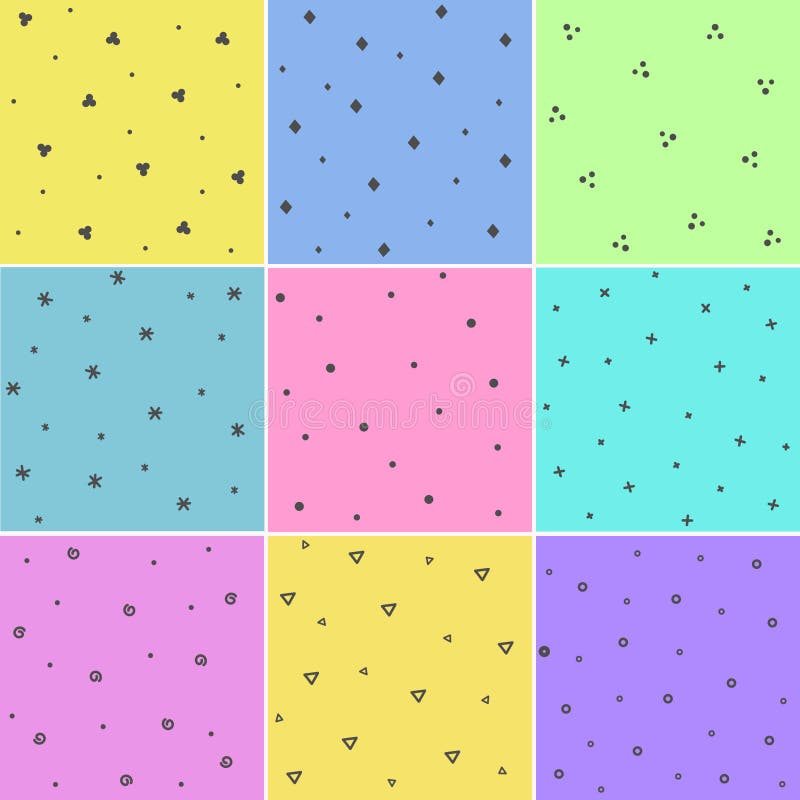 Patterns with Simple Elements Stock Vector - Illustration of decoration ...