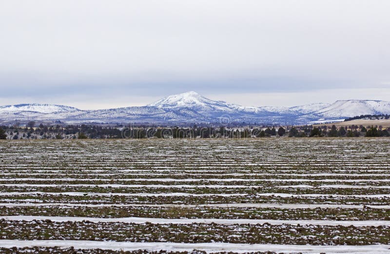 Patterns of Snow in Plowed Fields Mountain Background Stock Image ...