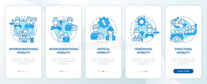 Patterns of Social Mobility Blue Onboarding Mobile App Screen Stock ...