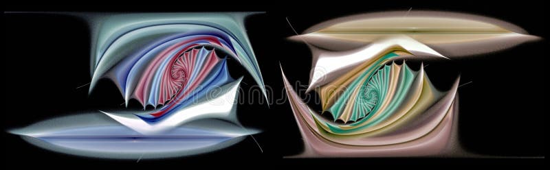 Patterns of Spiral and Arcuate Elements in Pastel Shades on a Black ...