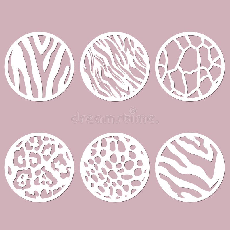 Patterns, Spots, Texture Carved in the Circle. Vector Illustration. Set ...