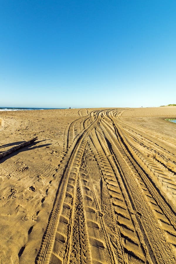 Patterns and Texture of Vehicle Tracks on Beach Sand Stock Image ...