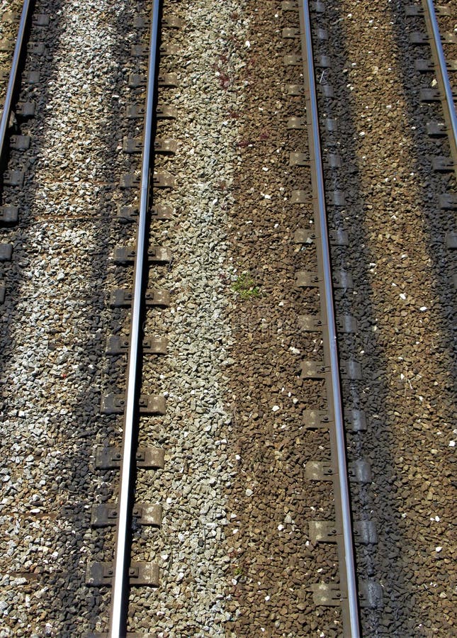 Railroad Tracks Viewed from Above Stock Photo - Image of direction ...