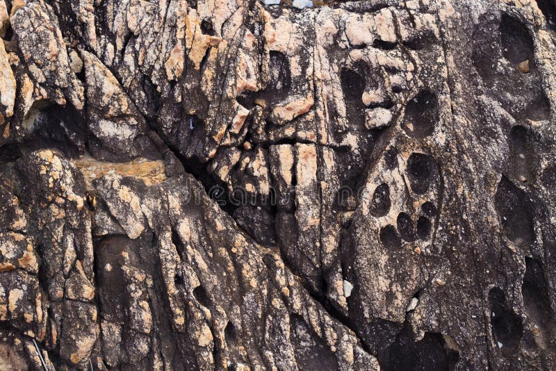 Patterns and Textures of the Old Volcanic Rock on the Beach for Stock ...
