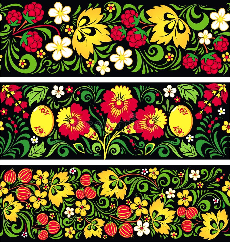 Patterns in Traditional Russian Style Hohloma Stock Vector ...